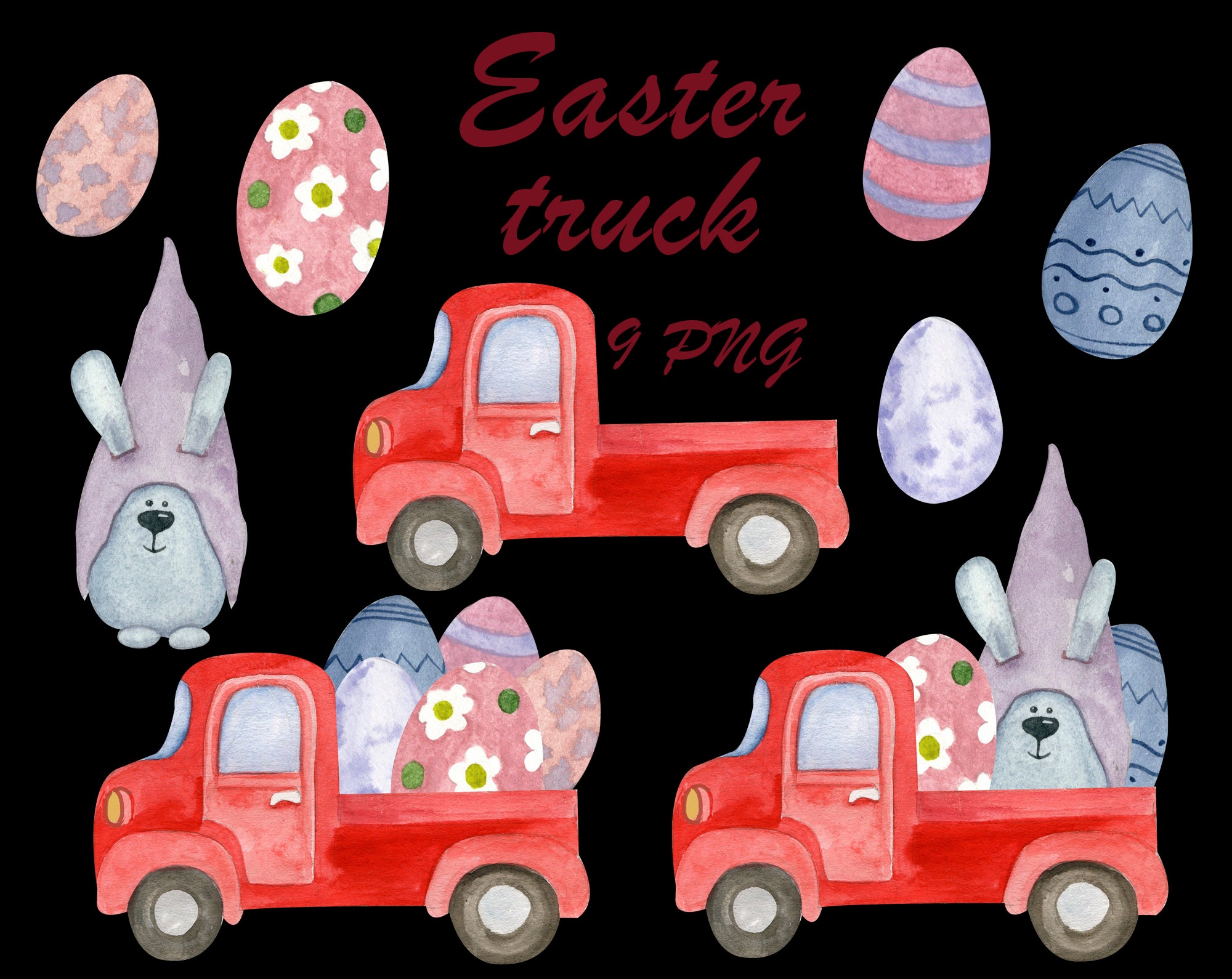 Сute Truck Clipart, Digital Easter Bunny Png, Egg Clip Art - Etsy