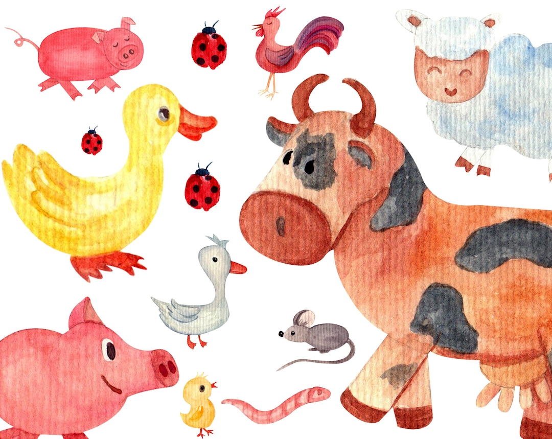 Cow PNG Clipart, Cute Farm Animals, Watercolor Clipart, Newborn Clip ...