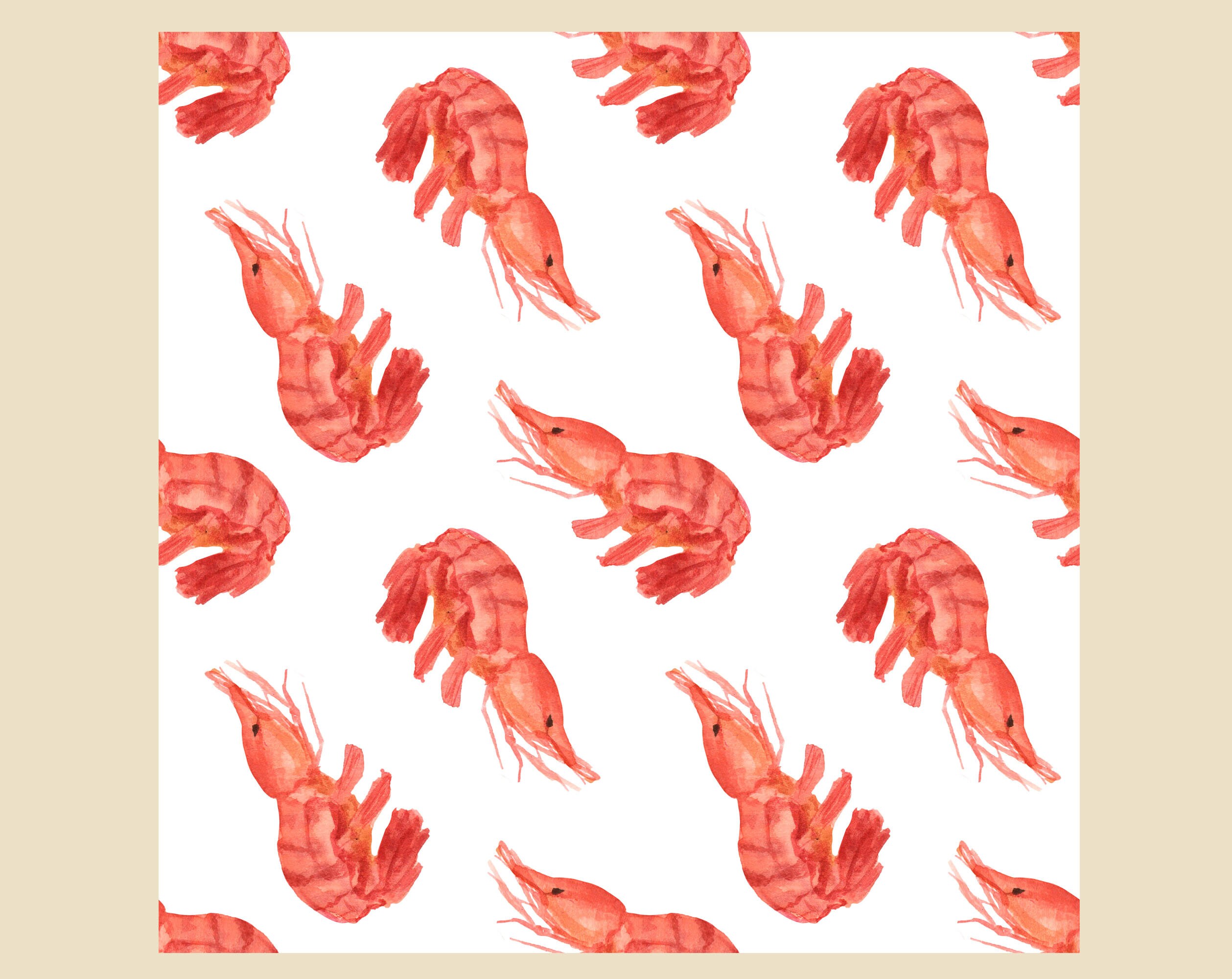 Digital Paper, Watercolor Shrimp Seamless Pattern, Scrapbook Paper - Etsy
