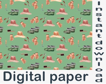 Garden Growth Garden Tools Garden Flowers Scrapbooking Digital Paper ...