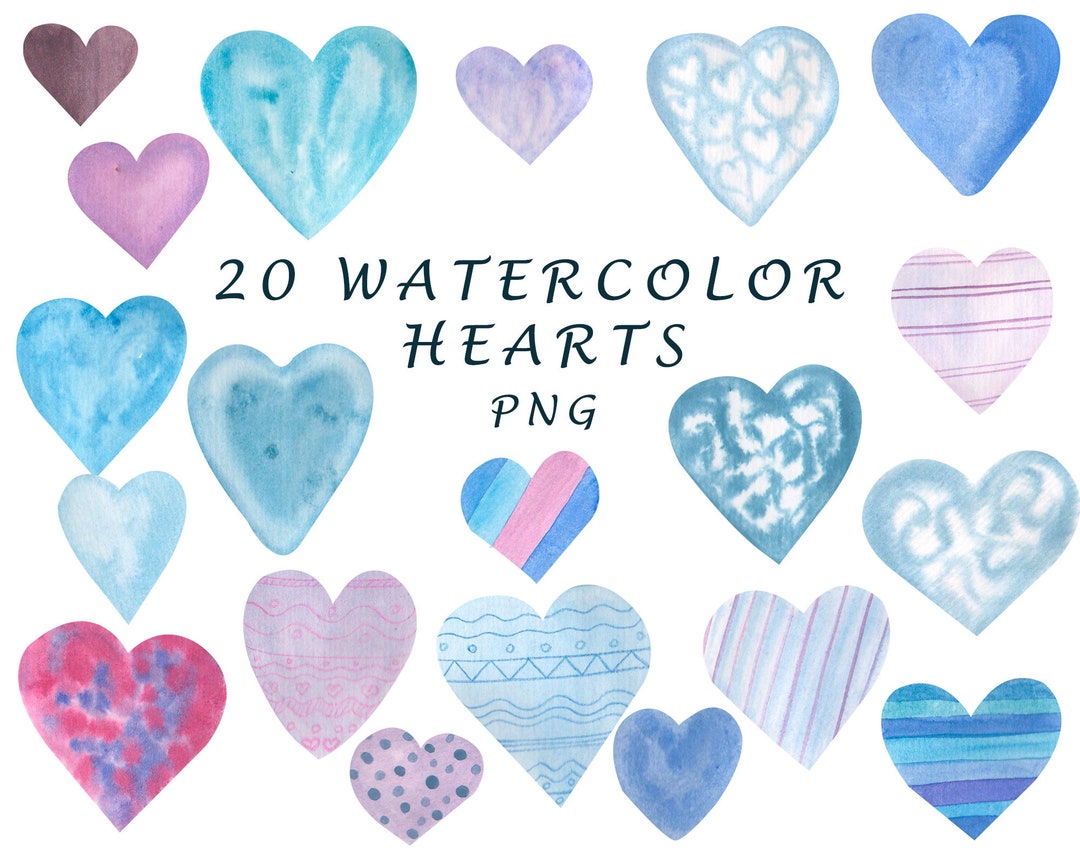 Watercolor Hearts Clipart, Heart Graphics - Etsy