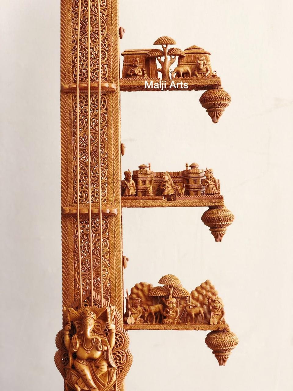 Unique Sandalwood Carved Opening Sitar or Veena Collective | Etsy