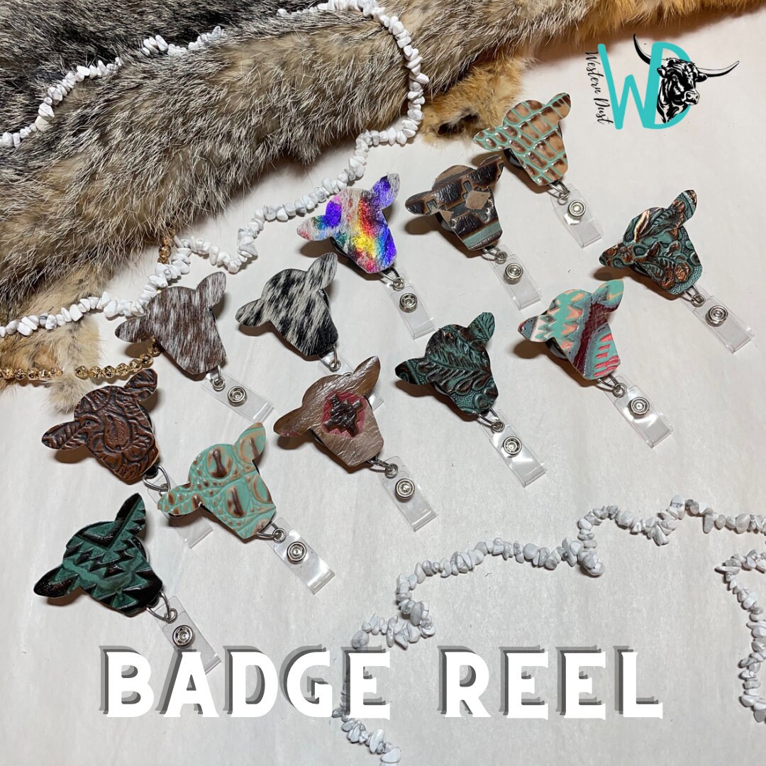 Cow Cattle Genuine Leather and Cowhide Badge Reels Lightweight ...