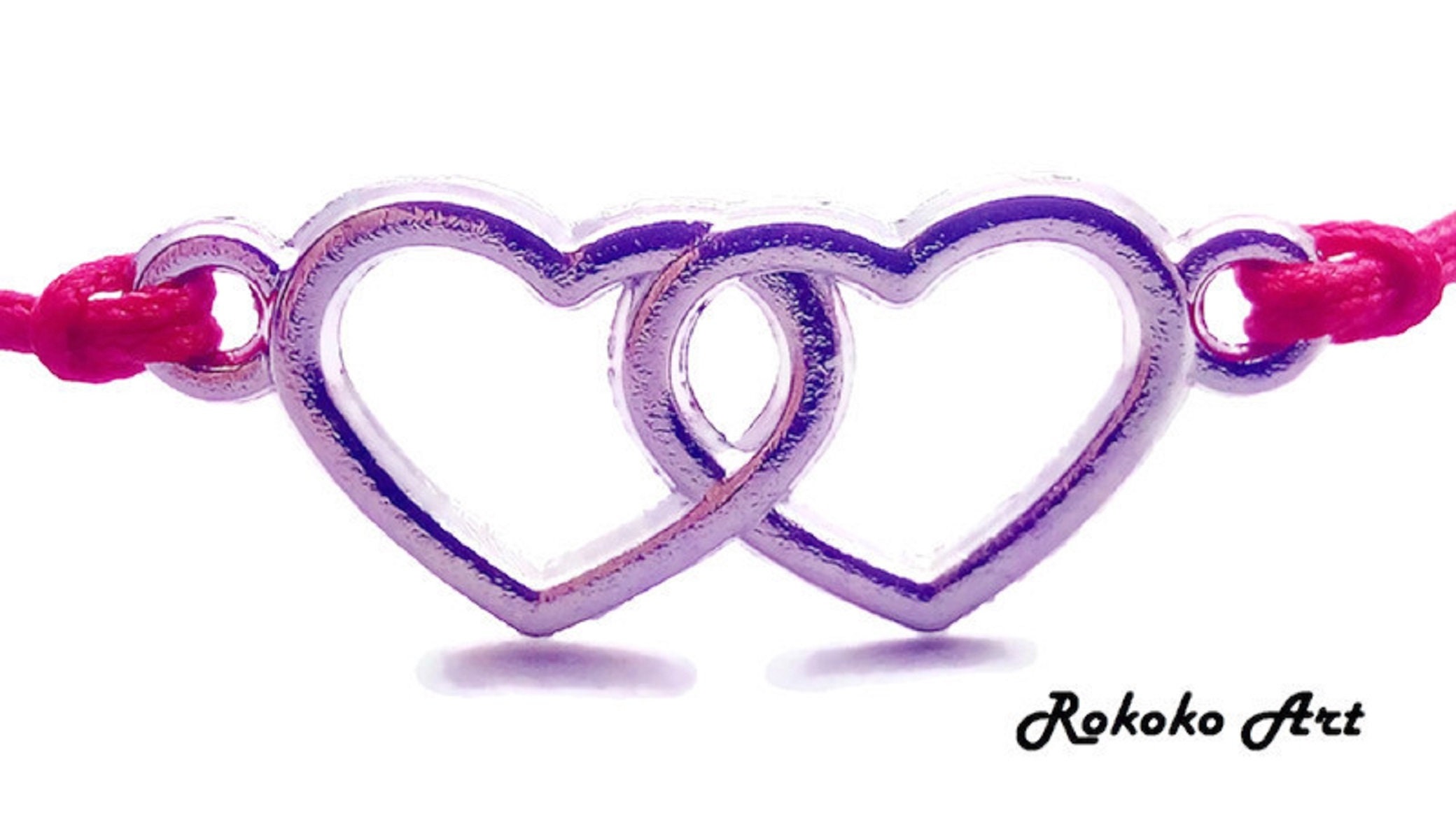 Double Heart Charm String Bracelet.red String - Etsy