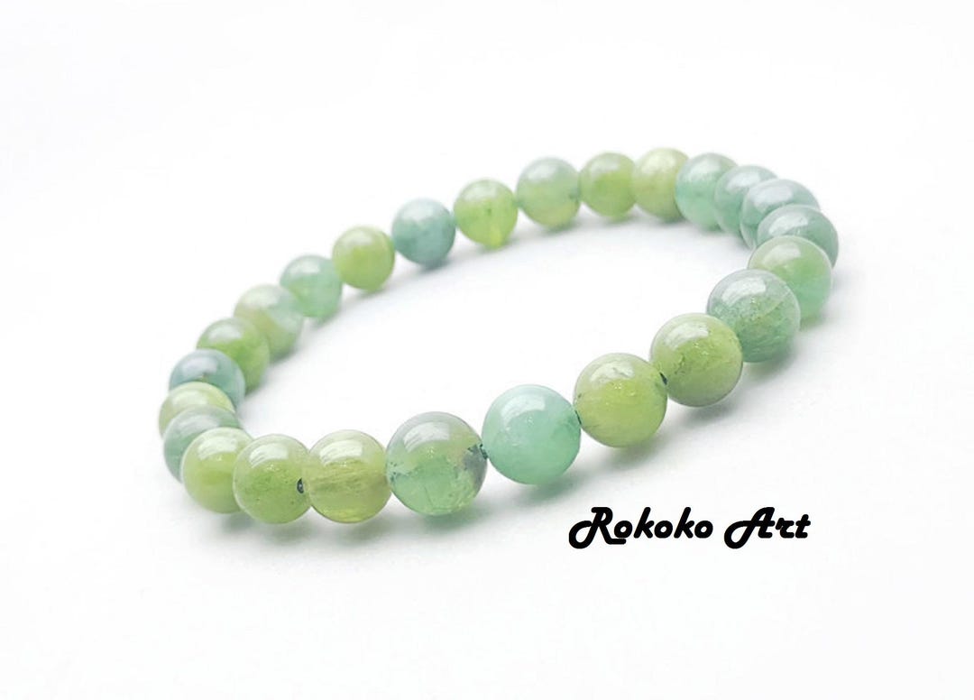 8 Mm AAA Natural Green Kunzite Spodumene Hiddenite Round Beads Bracelet ...