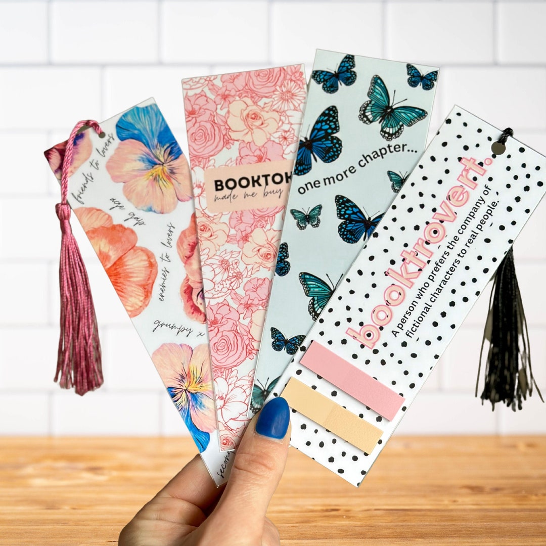 Bookish Bookmarks W/ Tabs One More Chapter Booktrovert Romance Booktok ...