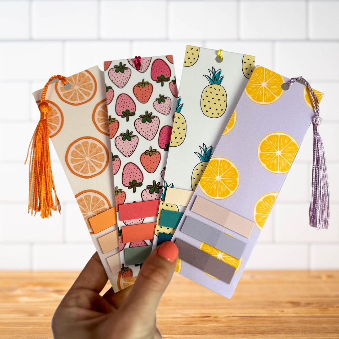 Summery Fruits Bookmarks With Annotation Tabs Girly Bookmarks Orange ...