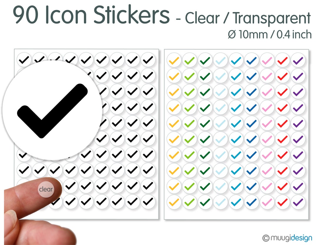 90 Icon Stickers Check Mark Clear Transparent - Etsy