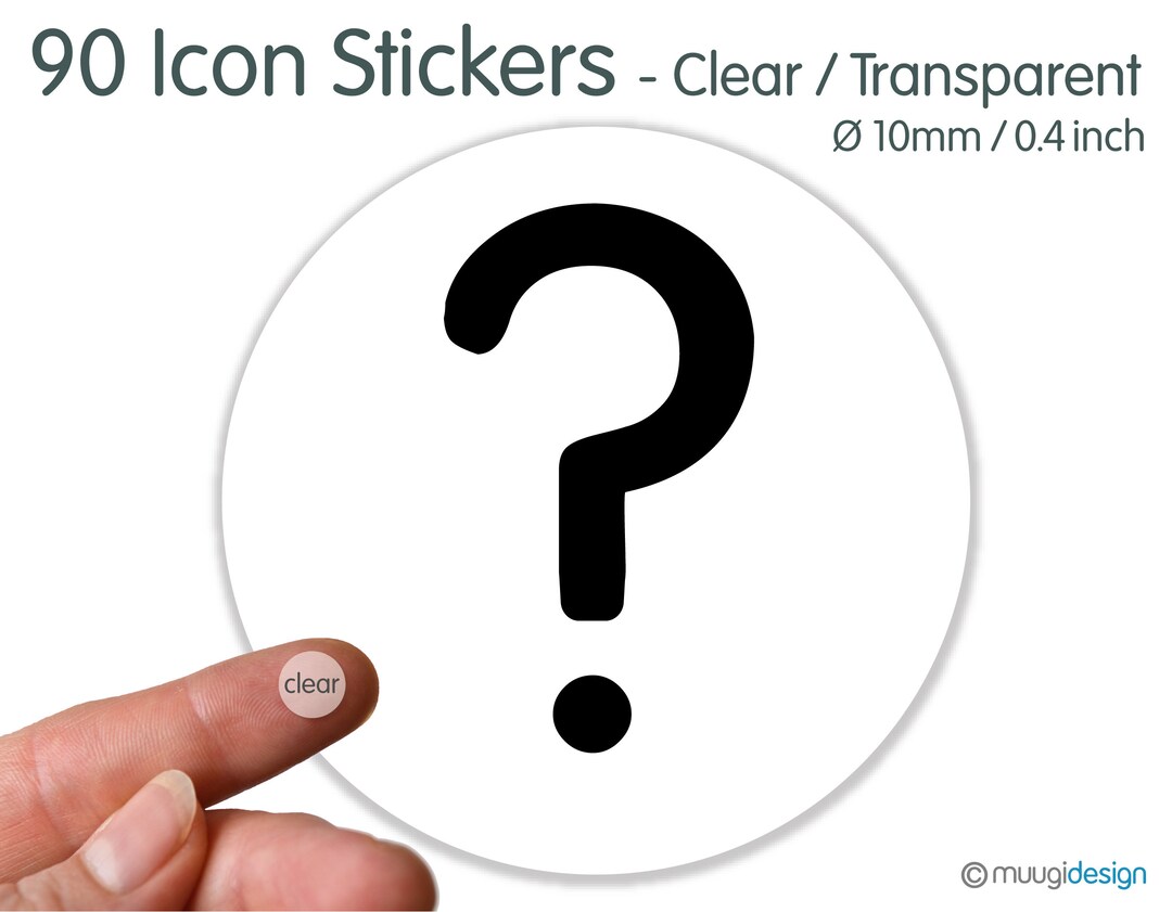 90 Icon Stickers Question Mark Clear Transparent - Etsy