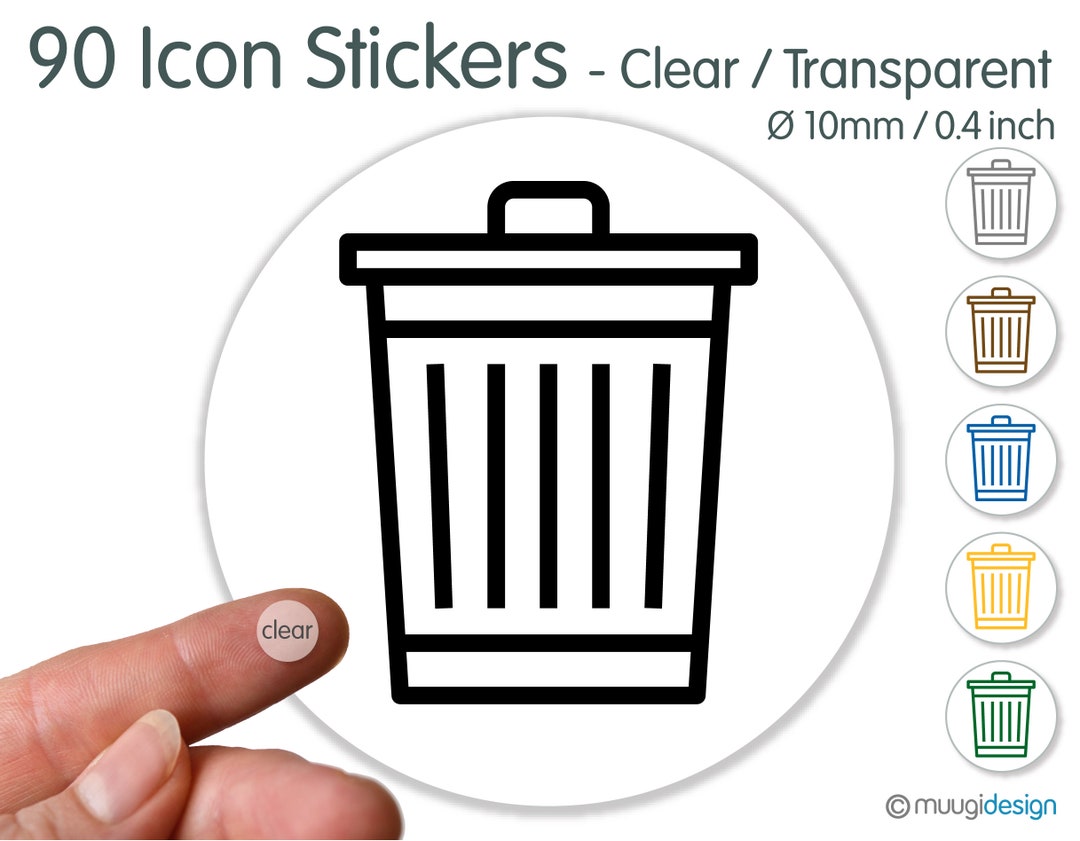 90 Icon Stickers Recycling Bin Carbage Can Dust Bin Clear - Etsy
