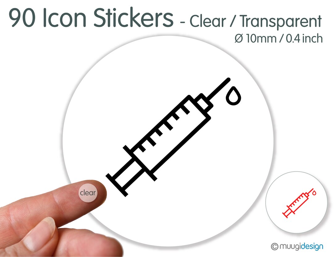 90 Icon Stickers Syringe, Blood Sample, Infusion Clear Transparent - Etsy