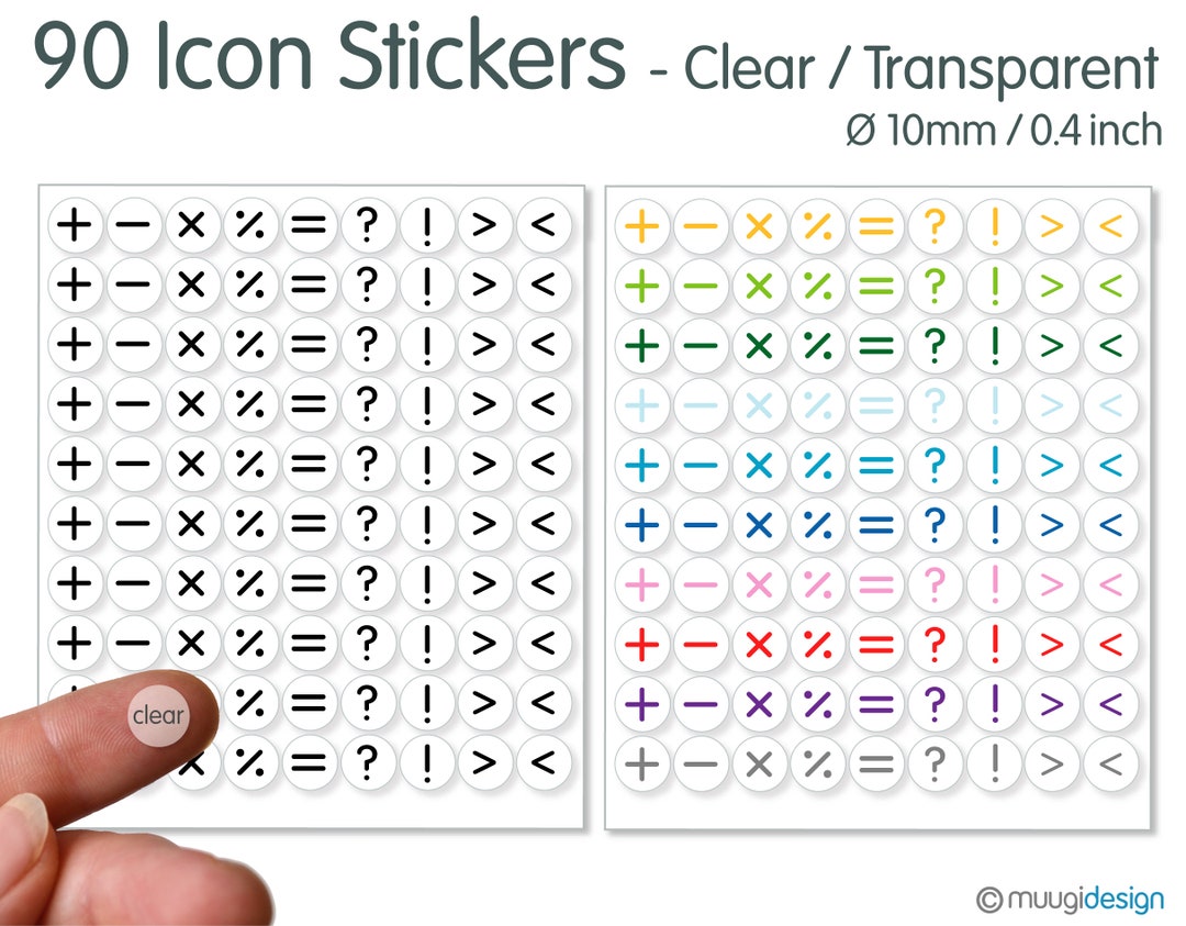 90 Stickers Arithmetic, Mathematics, Mathematical Symbols, School ...