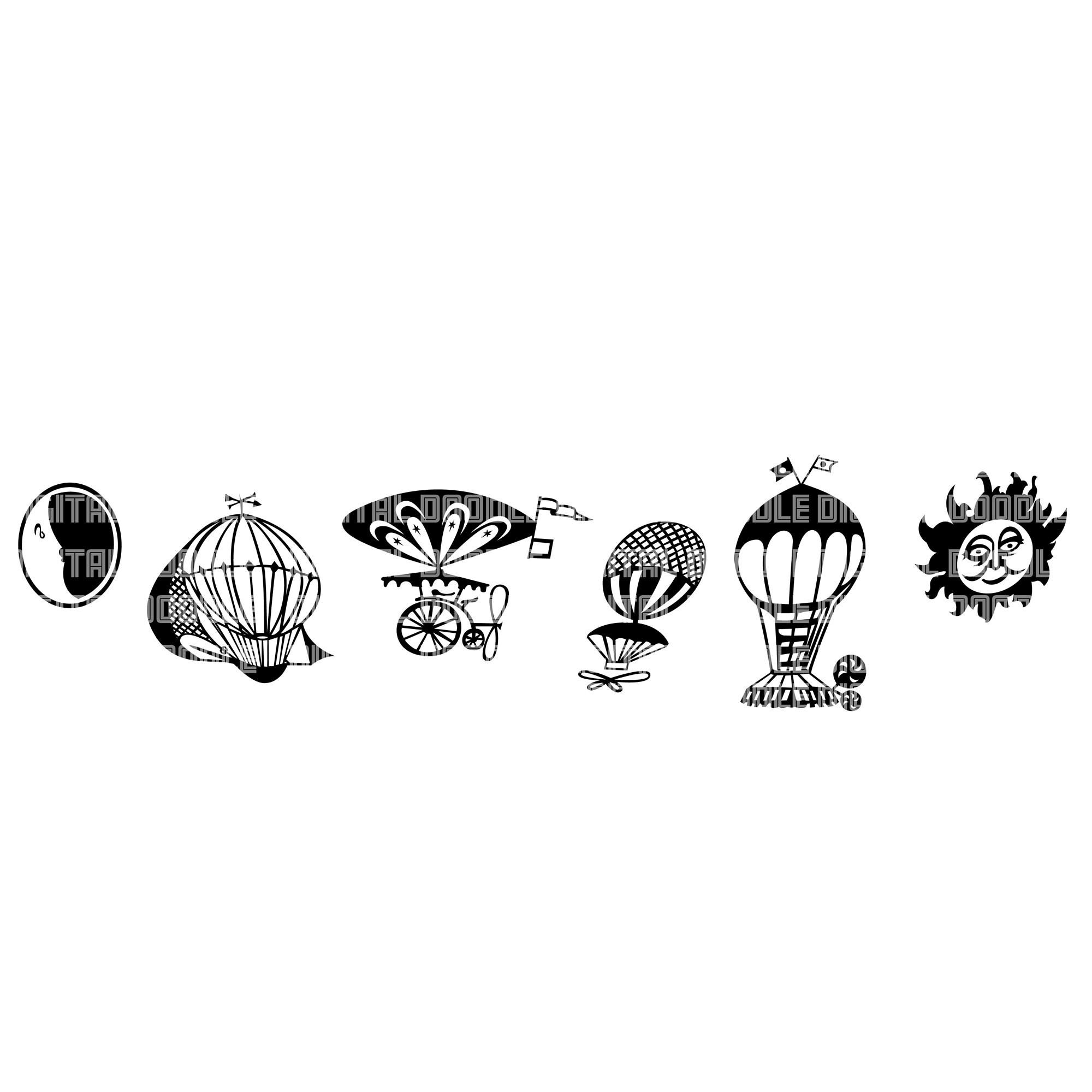 Vintage Pyrex Hot Air Balloons SVG Clip Art Vector Digital | Etsy