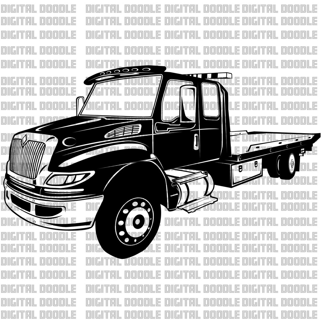 International Tow Truck SVG Rollback SVG Wrecker Vector Clip Art ...