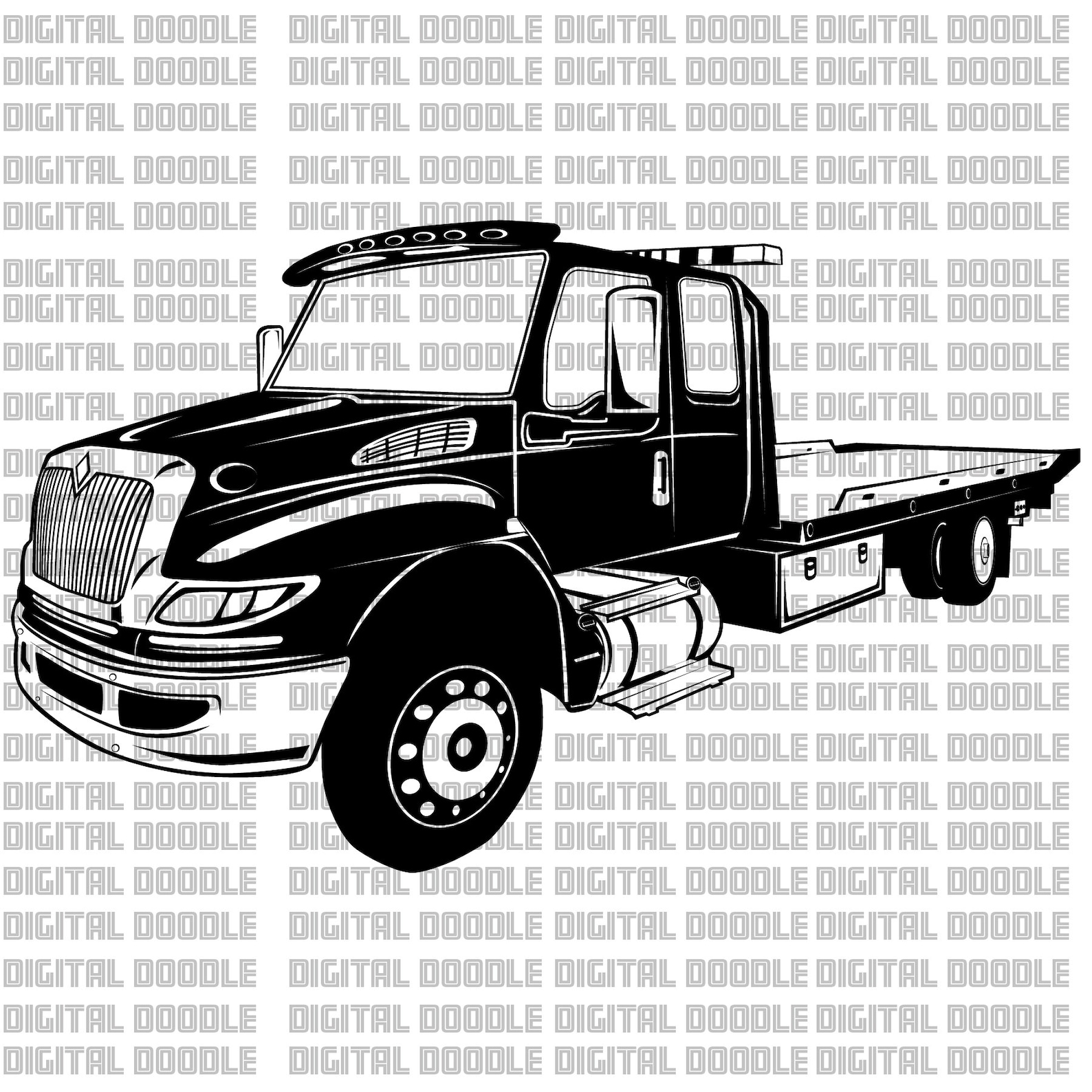 International Tow Truck SVG Rollback SVG Wrecker Vector Clip Art ...