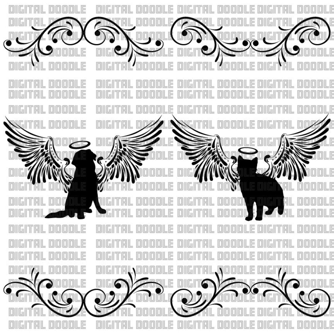 Pet Angel Cat and Dog SVG Bundle Clip Art Vector Digital | Etsy