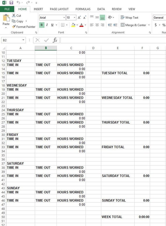 Excel Time Card Template