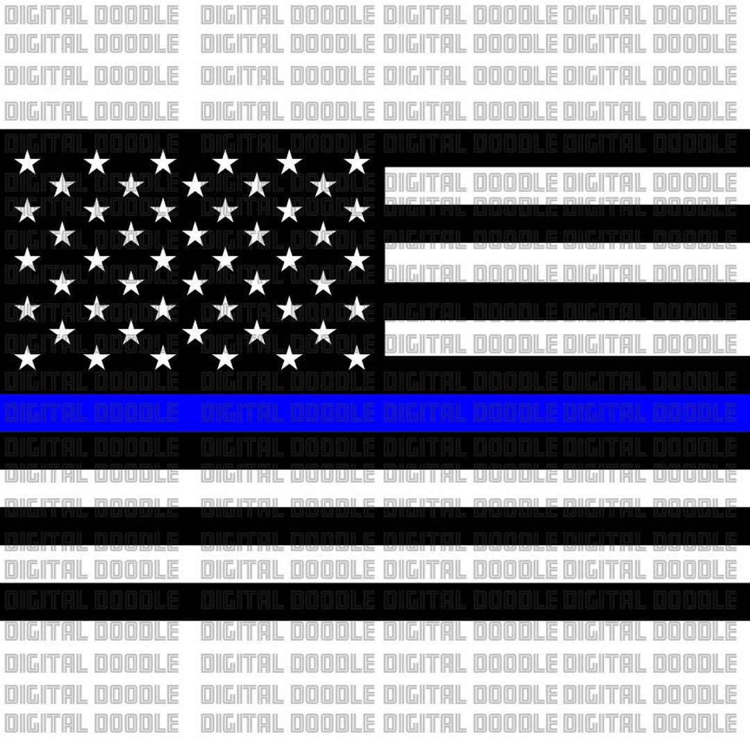 Thin Blue Line Flag SVG Clip Art Vector Digital Download Personal Use ...