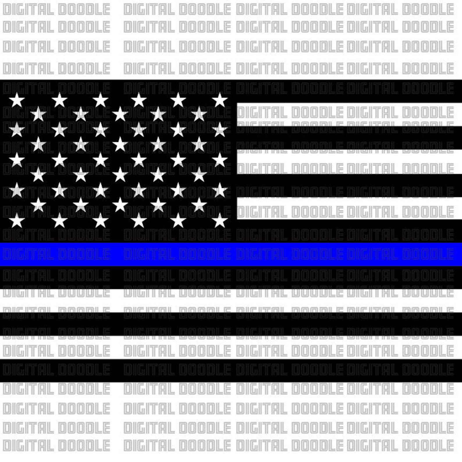 Thin Blue Line Flag SVG Clip Art Vector Digital Download | Etsy
