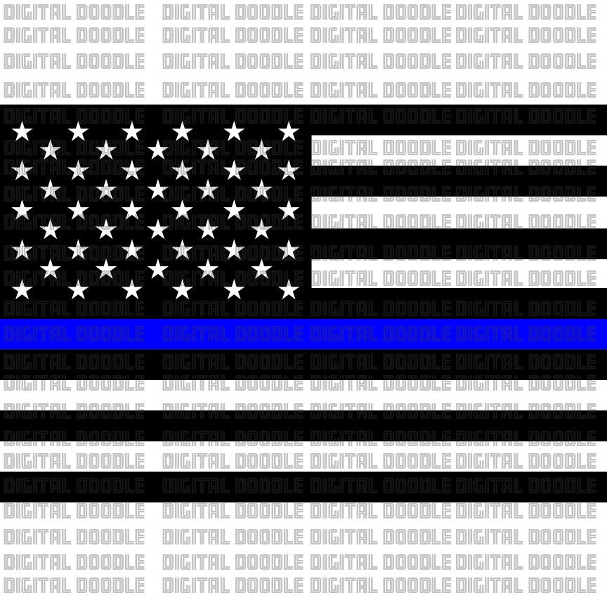Thin Blue Line Flag SVG Clip Art Vector Digital Download Personal Use ...