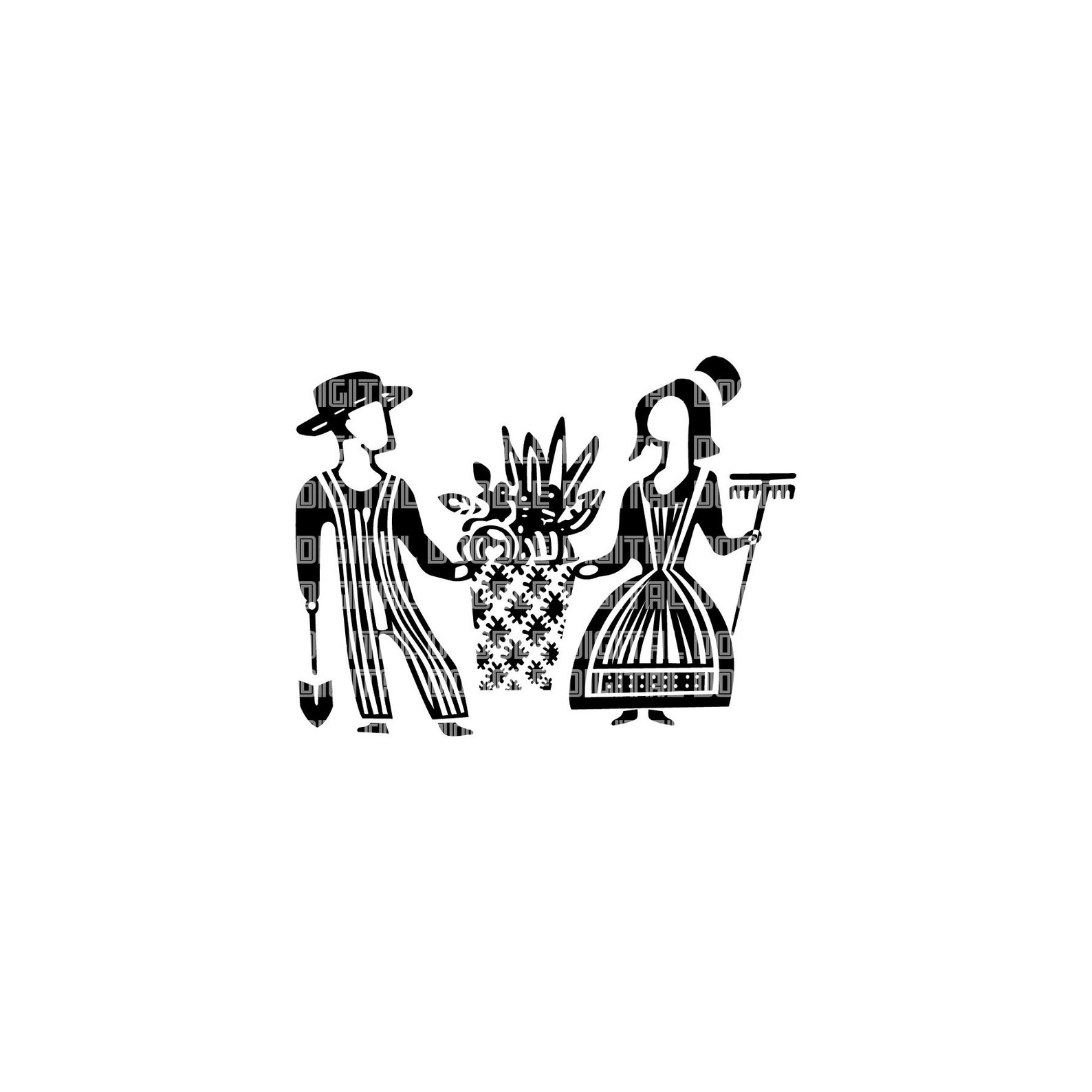 Vintage Pyrex Amish Butterprint Couple SVG Clip Art Vector Digital ...