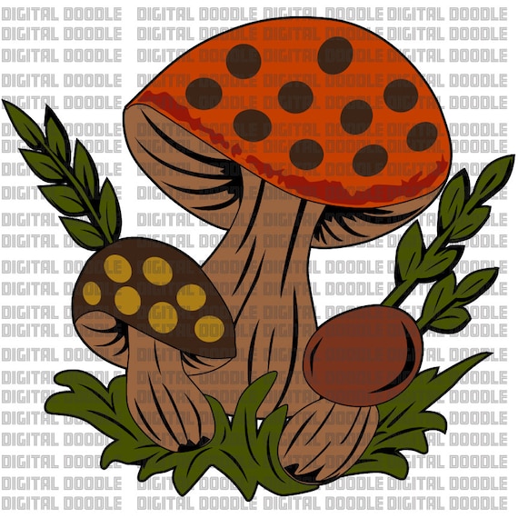 Vintage Merry Mushroom SVG Clip Art Vector Digital Download | Etsy