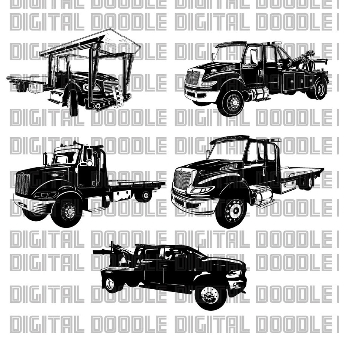 Tow Truck Wrecker Svg Eps Png and Dxf Bundle Personal Use - Etsy