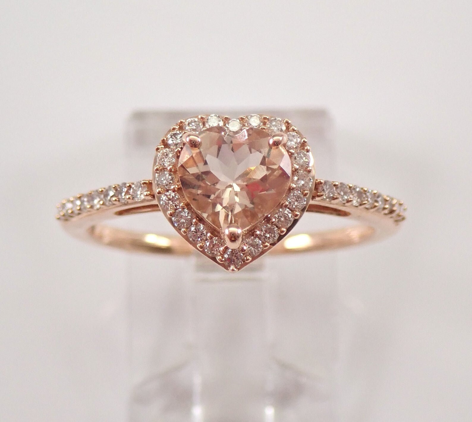 Pink heart ring Heart shaped engagement ring Morganite | Etsy