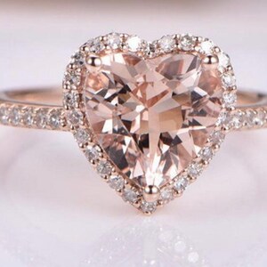 Pink Heart Ring Heart Shaped Engagement Ring Rose Gold Ring. - Etsy