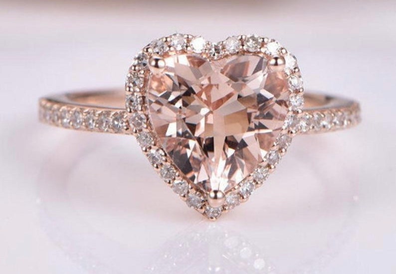 Pink Heart Ring Heart Shaped Engagement Ring Rose Gold Ring. | Etsy