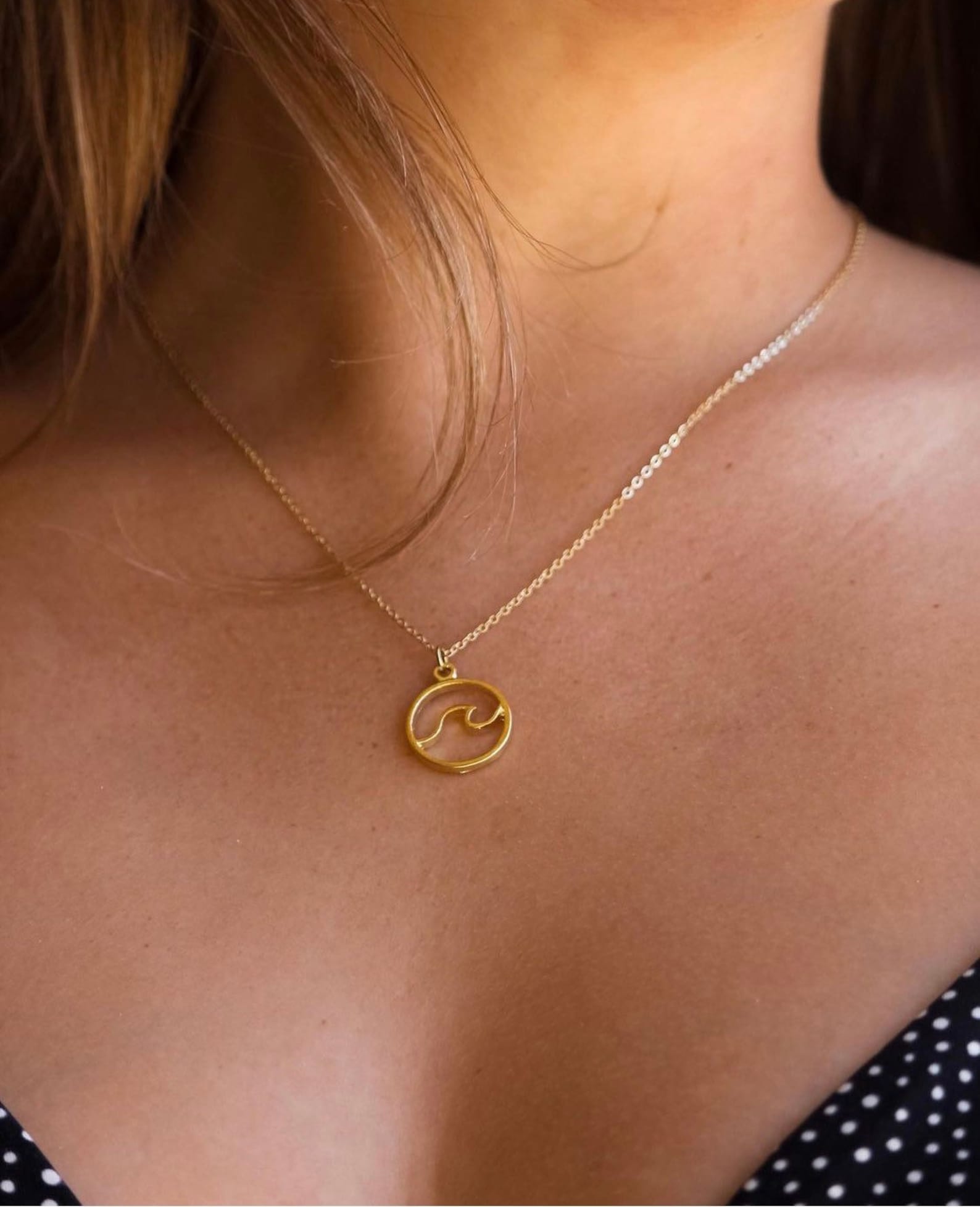 Gold Ocean Wave Necklace Sea Wave Necklace Necklace Wave | Etsy