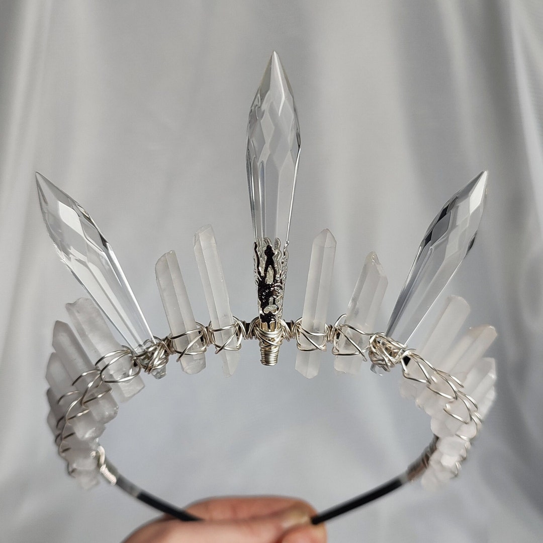 ICE QUEEN White Quartz Crown With Clear Glass Crystals Tiara - Etsy