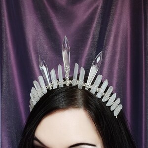 ICE QUEEN White Quartz Crown With Clear Glass Crystals Tiara - Etsy