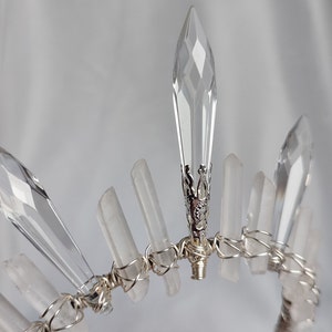 ICE QUEEN White Quartz Crown With Clear Glass Crystals Tiara - Etsy