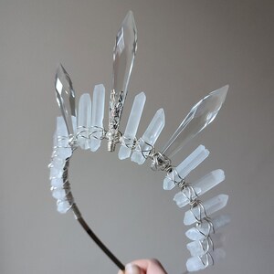 ICE QUEEN White Quartz Crown With Clear Glass Crystals Tiara - Etsy