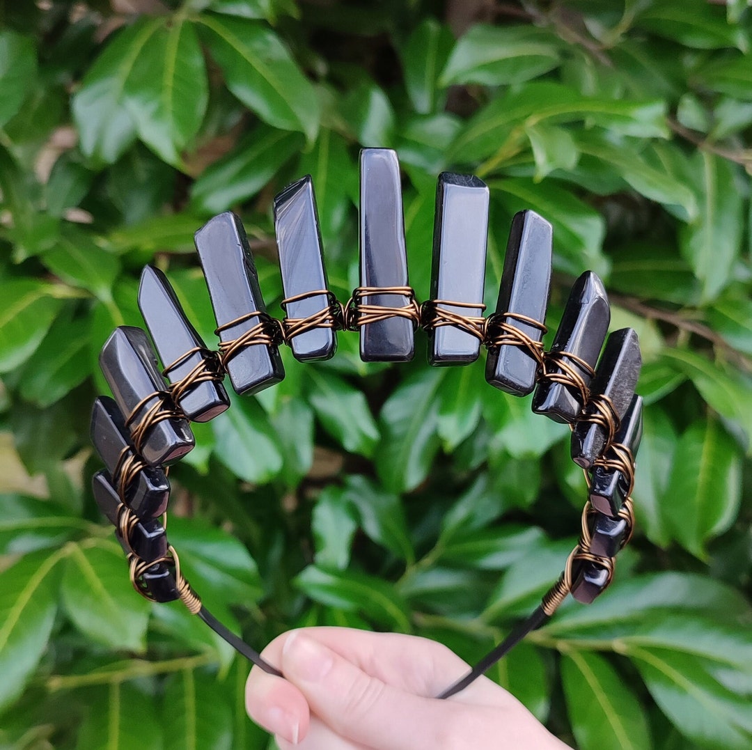 ANUBIS Crown Black Agate Crystal Crown With Black Headband - Etsy