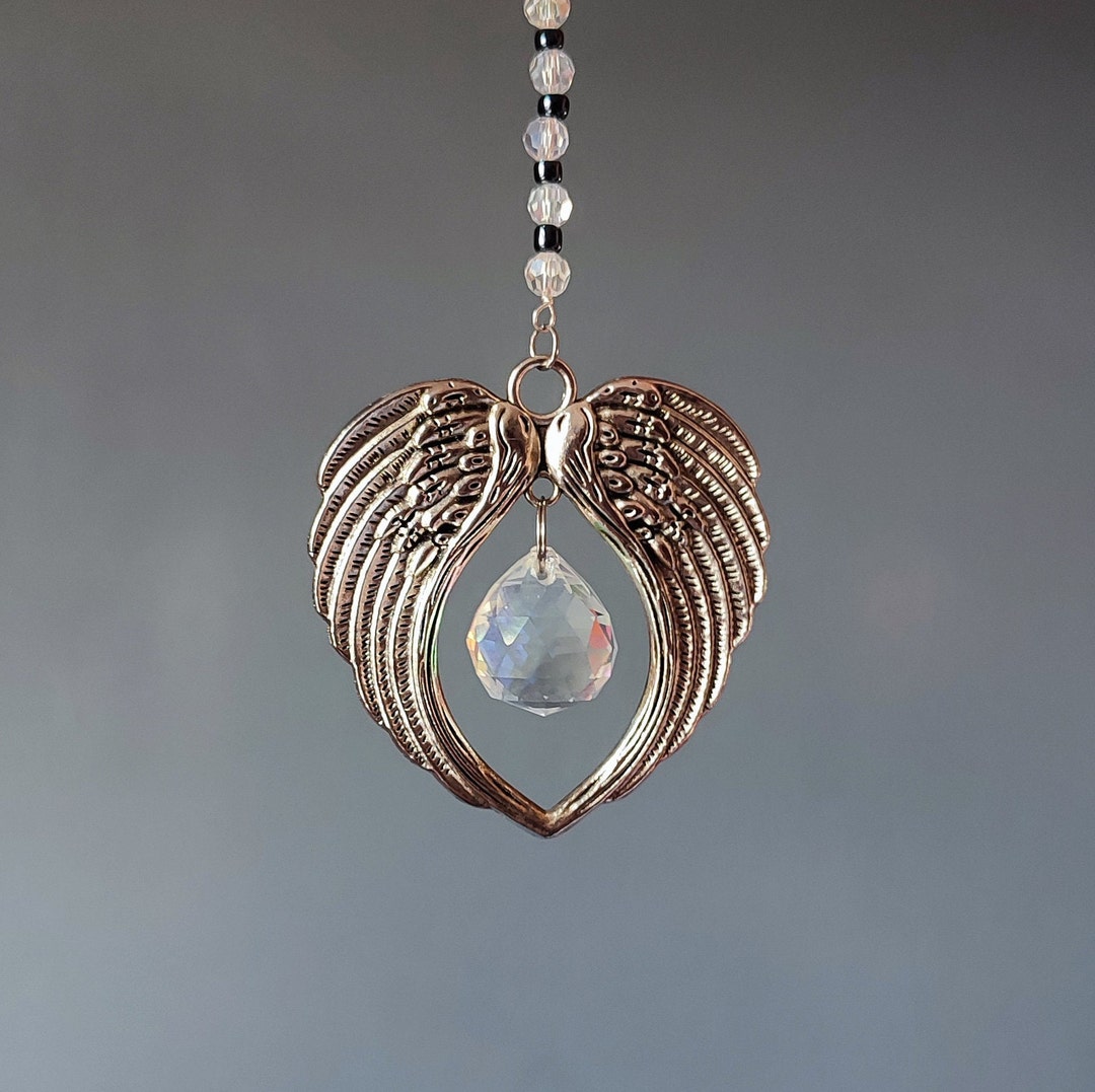 Angel Wings Suncatcher Glass Crystal Suncatcher With Austrian Beads ...
