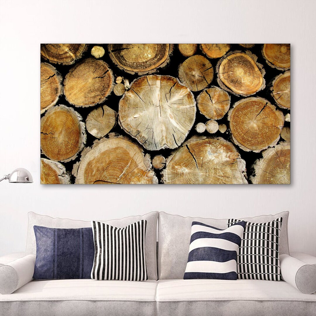 Wooden Slabs Wall Art, Tree Trunk Wall Hanging, Wood Wall Panel. Canvas ...