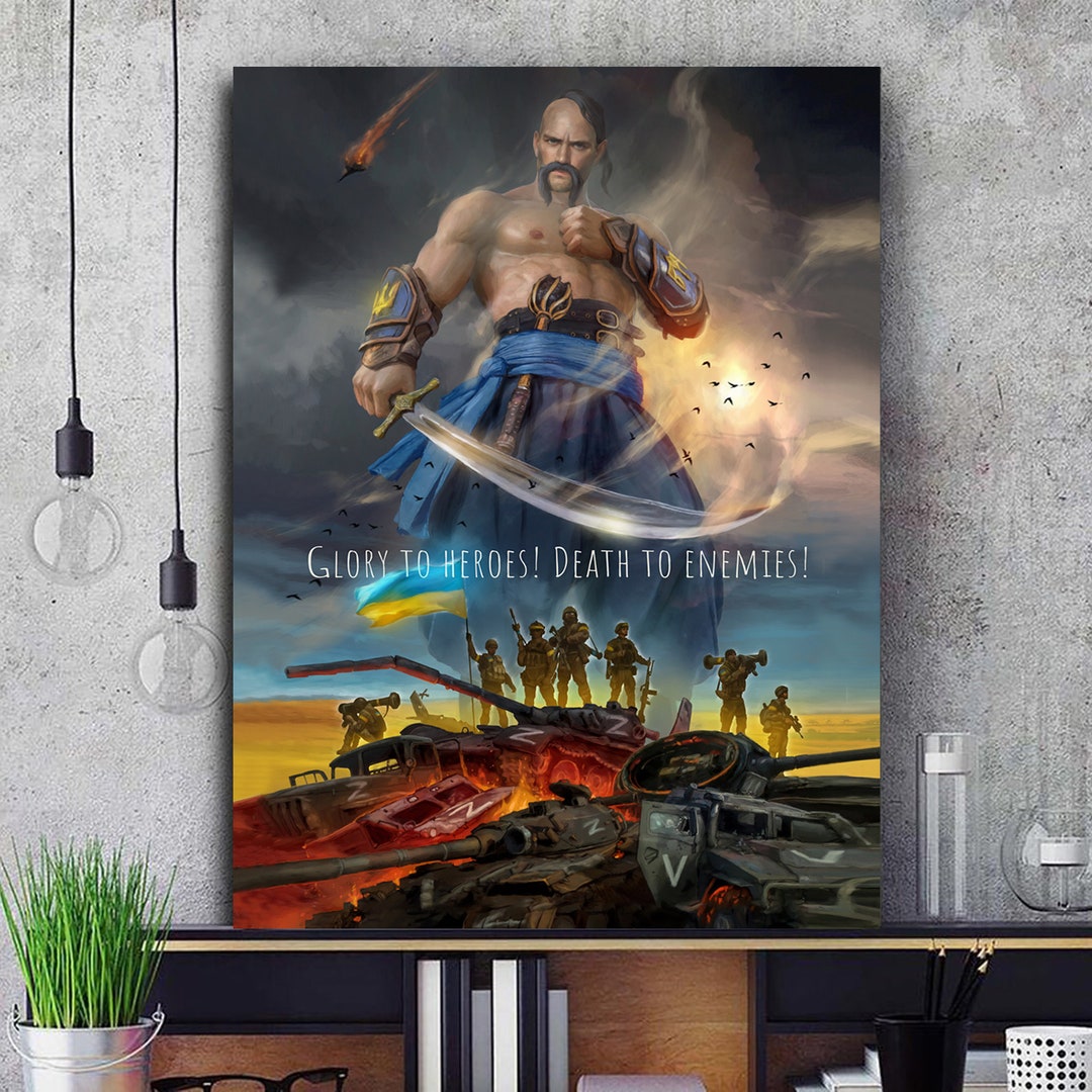 Glory to Ukraine Glory to Heroes Death to Enemies. Ukrainian Cossack ...