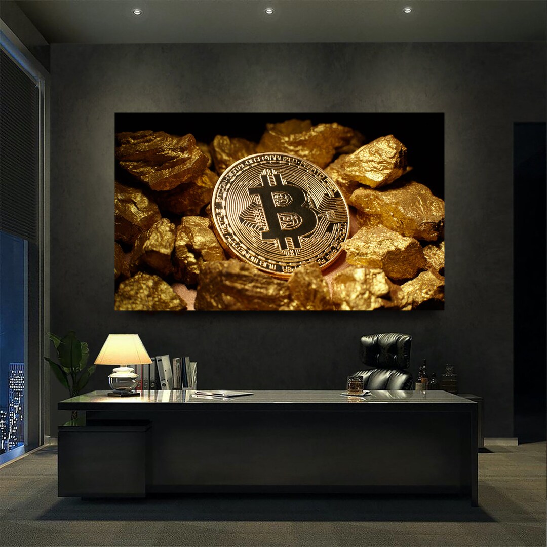 Bitcoin Gold Crypto Money Wall Art. Digital Print for Canvas or Poster ...