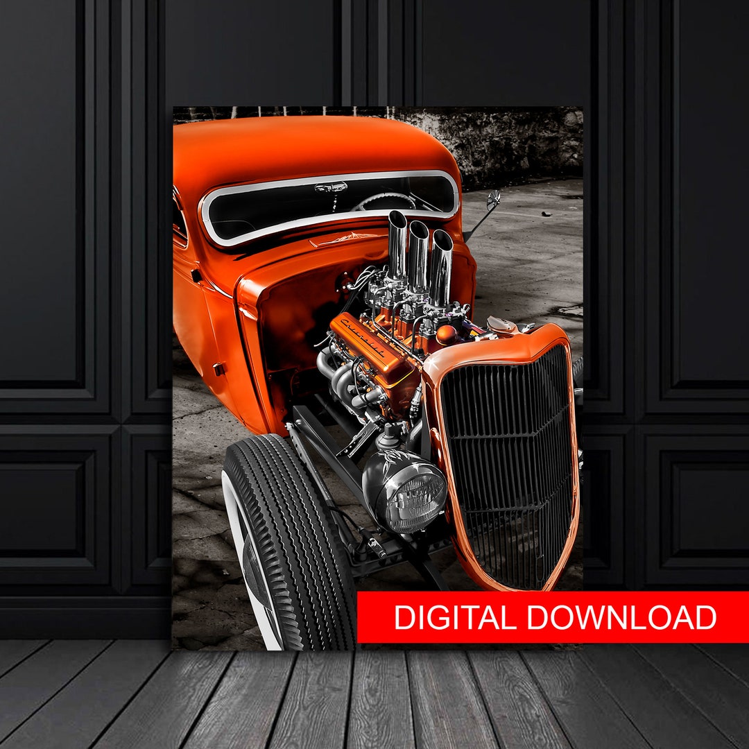 Hot Rod Car. Wall Art Canvas. Printable Digital, Download for Print - Etsy