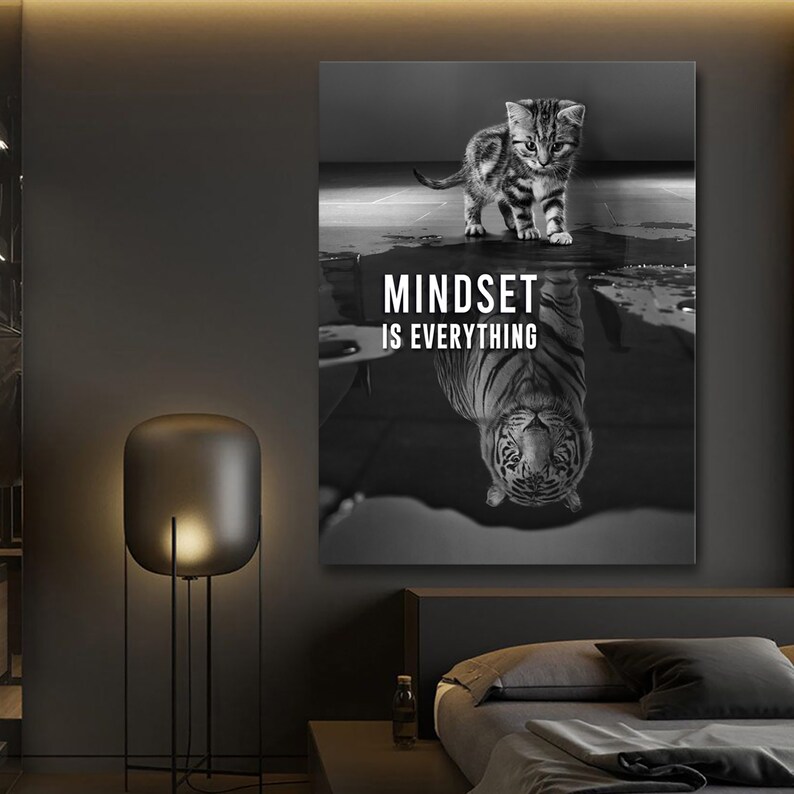 Tiger Mindset is Everything. Wall Art Canvas With Motivational | Etsy