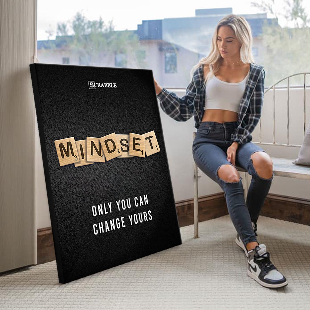 Mindset SCRABBLE Game. Wall Art Canvas With Motivational Text on ...