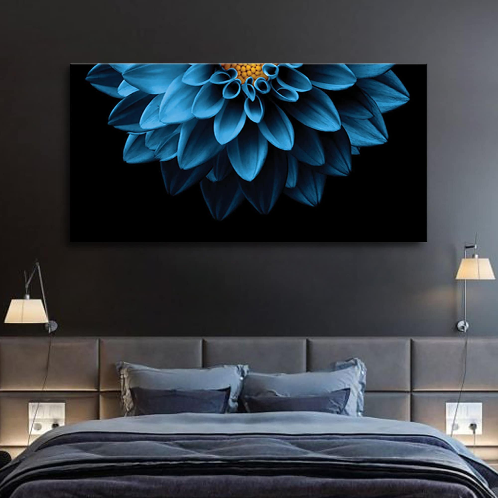 Dahlia Pinnata Blue Flower Wall Art Canvas Print. High Quality and ...