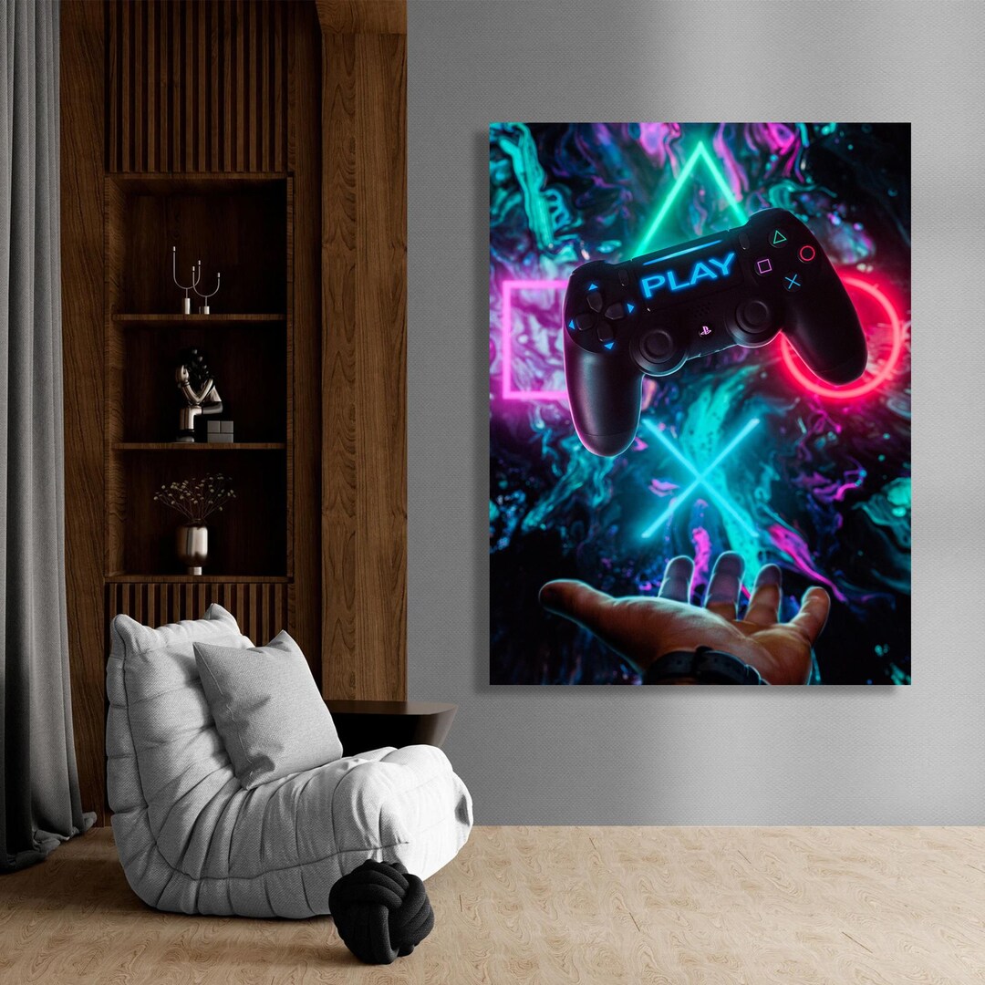 Gaming Joystick Playstation Wall Art Canvas or Poster Paper for You ...