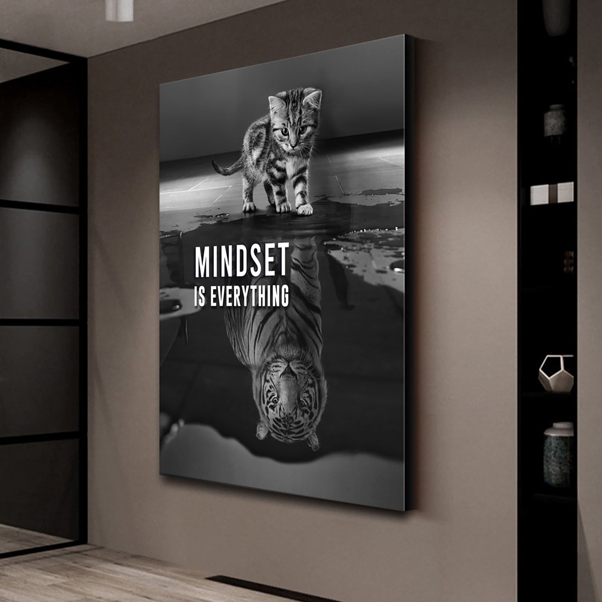 Tiger Mindset is Everything. Wall Art Canvas With Motivational Text on ...
