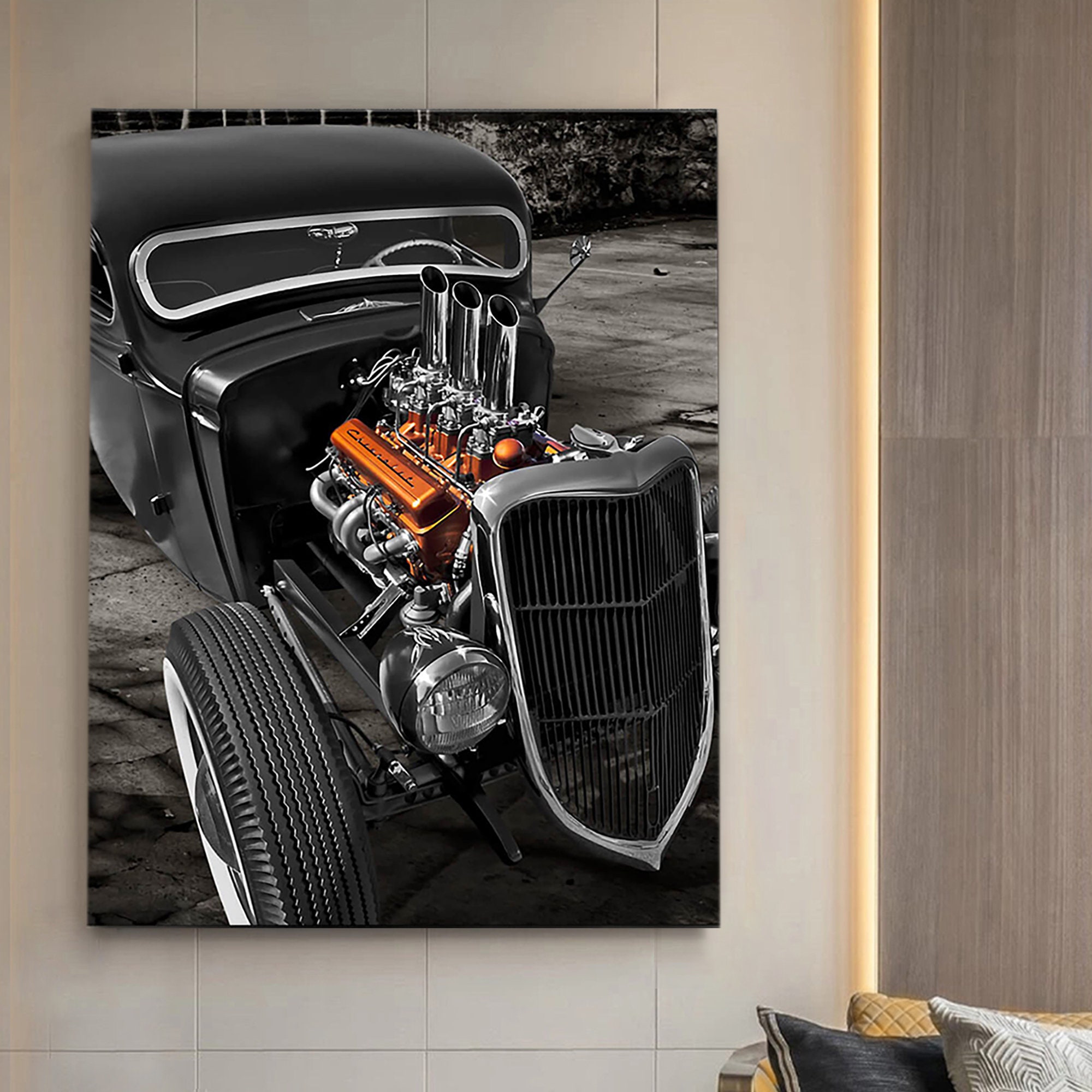 Hot Rod Car Wall Art Canvas. High Quality Print Canvas and Poster. Home ...