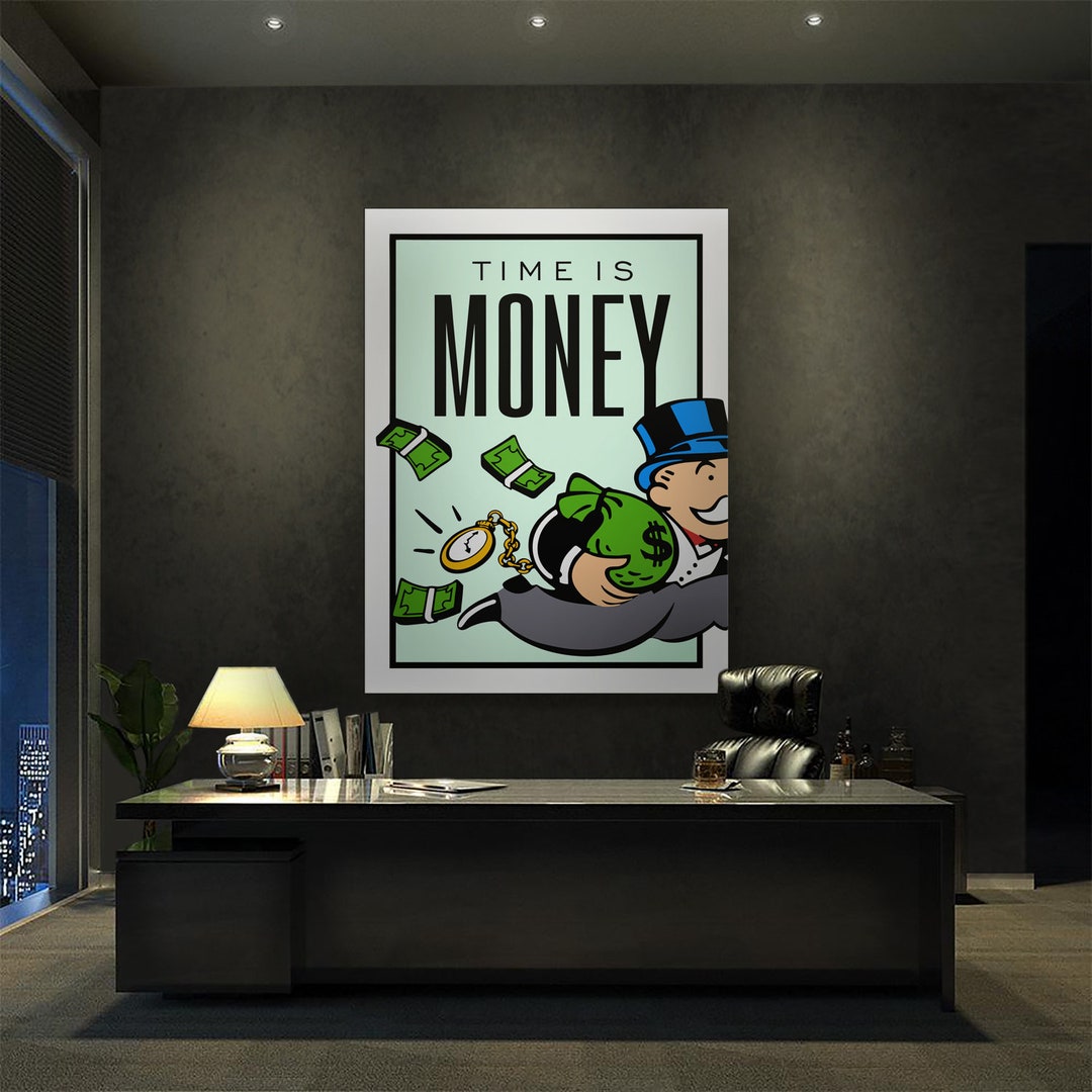 Monopoly Time is Money Wall Art Canvas or Poster, Motivational Text for ...