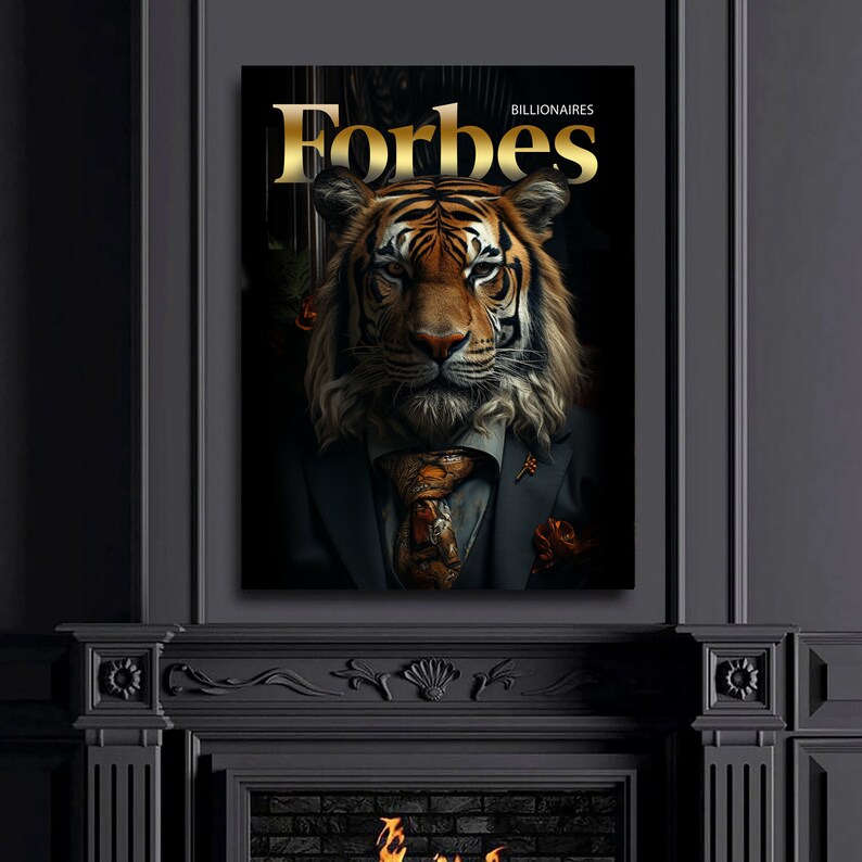 Tiger Billionaire Forbes Portrait. Wall Art Canvas or Poster. High ...
