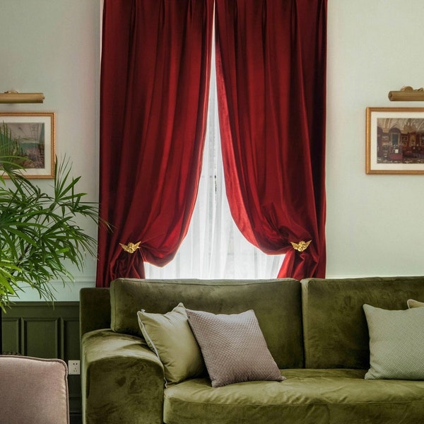 Red Curtains - Etsy